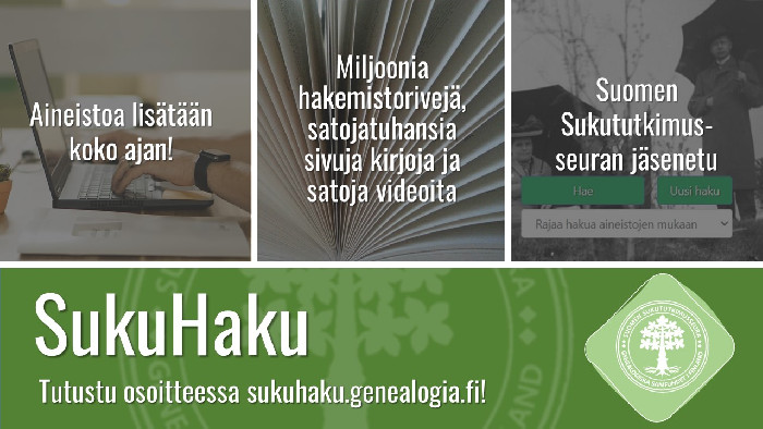 SukuHaku – portti sukututkimuksen aineistoihin